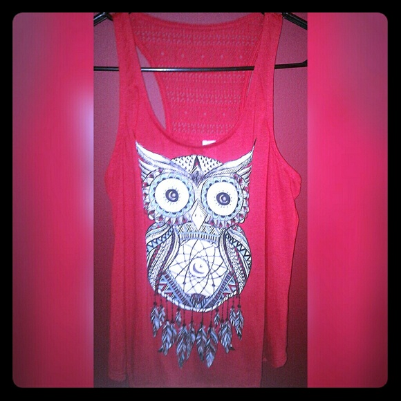 No Boundaries | Tops | Adorable Owl Tank Wcrochet Back | Poshmark